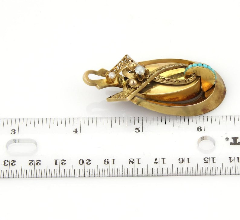 Victorian Era 18k Ygold Pearls & Turquoise Bracelet Earrings Brooch Set ...