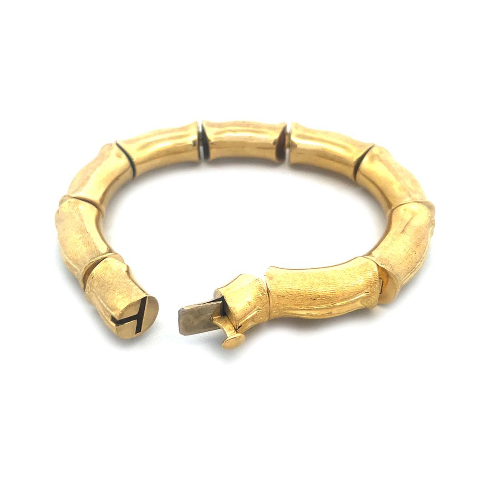 Ruth Satsky Gold Bracelet 18k Yellow Bamboo Link Style Vintage - Etsy