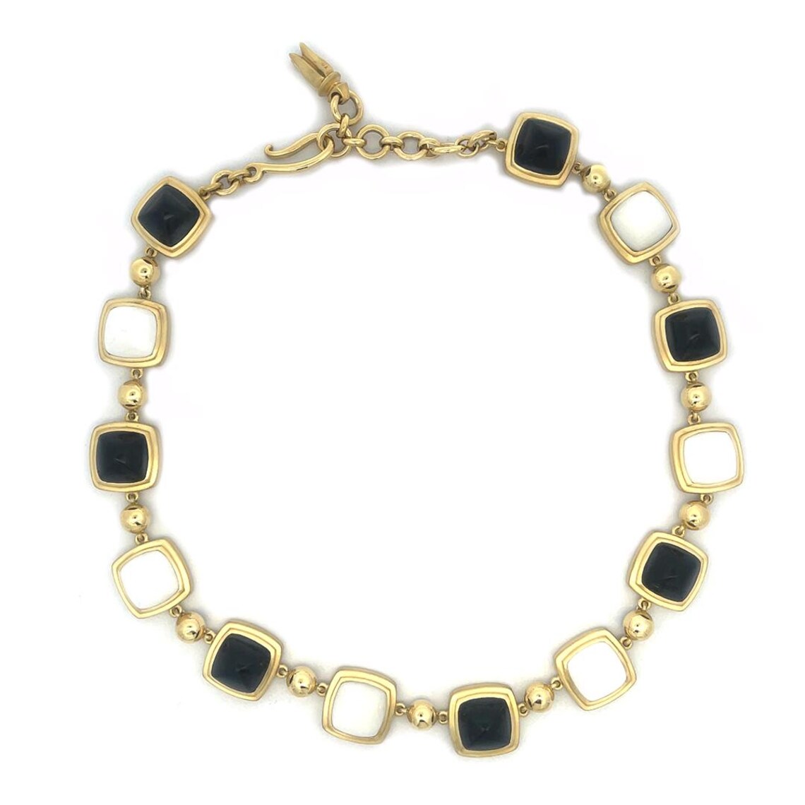 Elizabeth Rand 18k Gold Necklace Onyx Agate Square Pyramid Style - Etsy