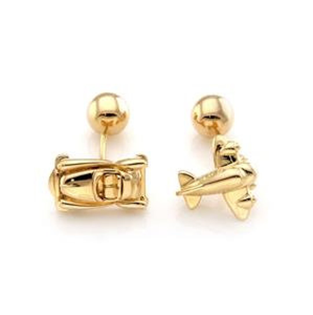 Cartier 3D Cadillac & Airplane 18k Yellow Gold Ball Stud Cufflinks - Etsy