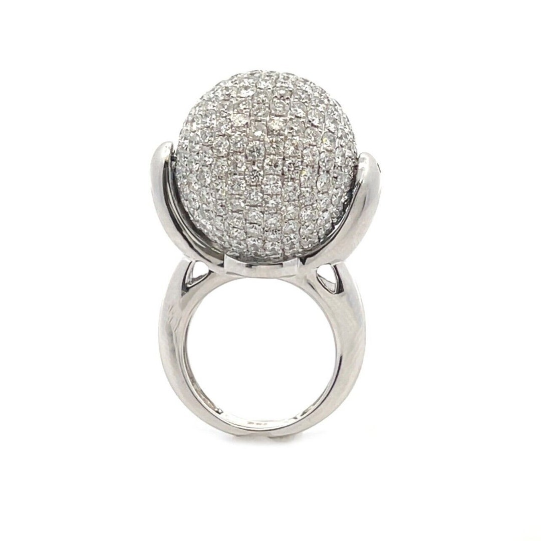 Natural 7ct Pave Diamonds 20mm Spinner Ball 18k White Gold Ring - Etsy