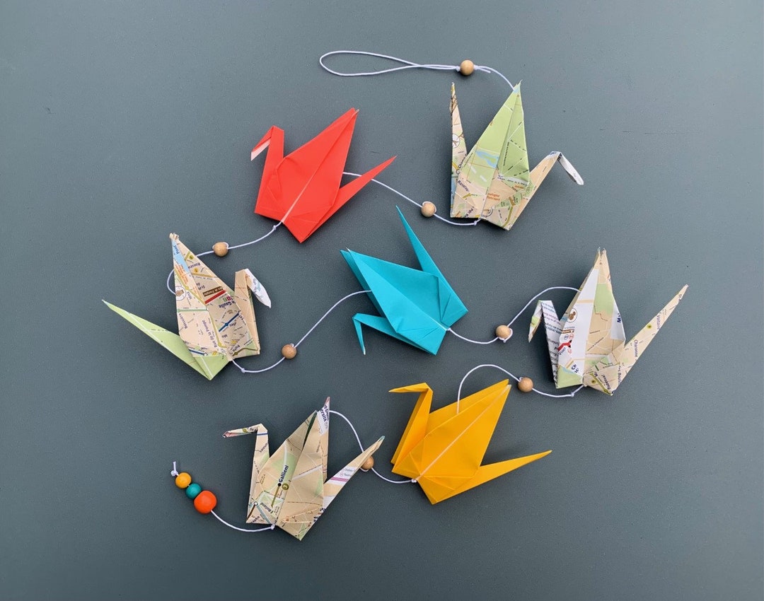 Origami Crane Garland Paris Metro Map - Etsy