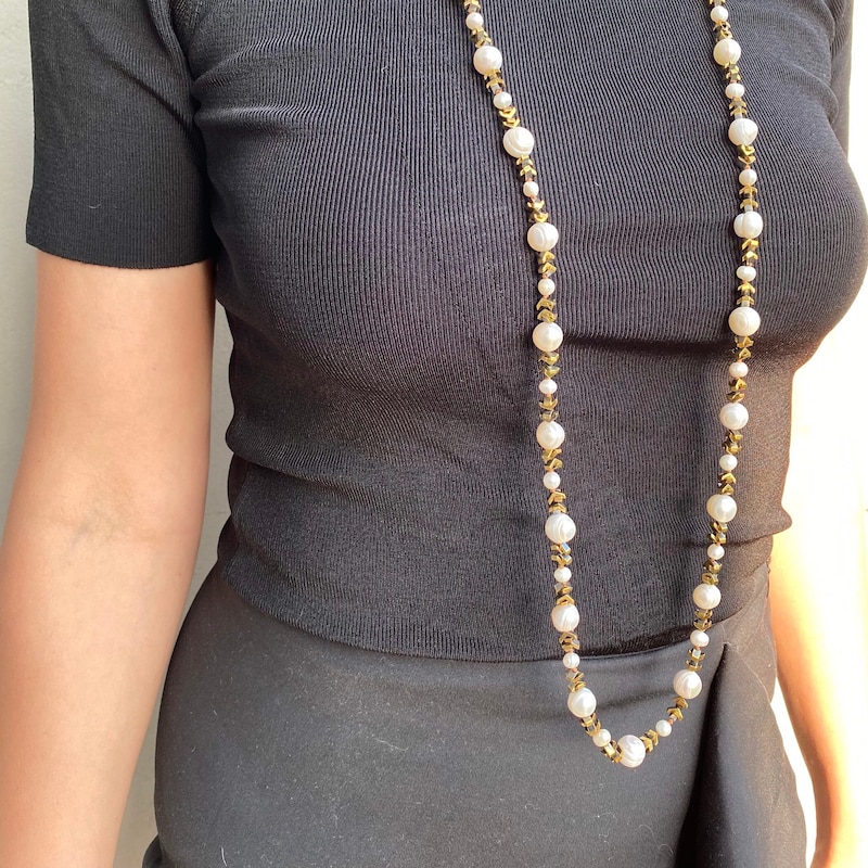 Long Pearl Necklace - Etsy