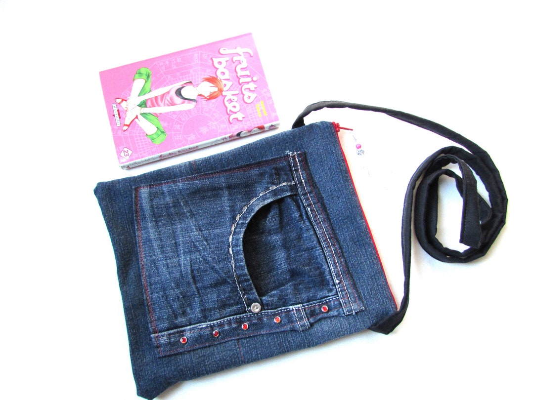 Zipped Shoulder Bag Blue Jeans Jeans Pocket Width 21 Cm - Etsy UK