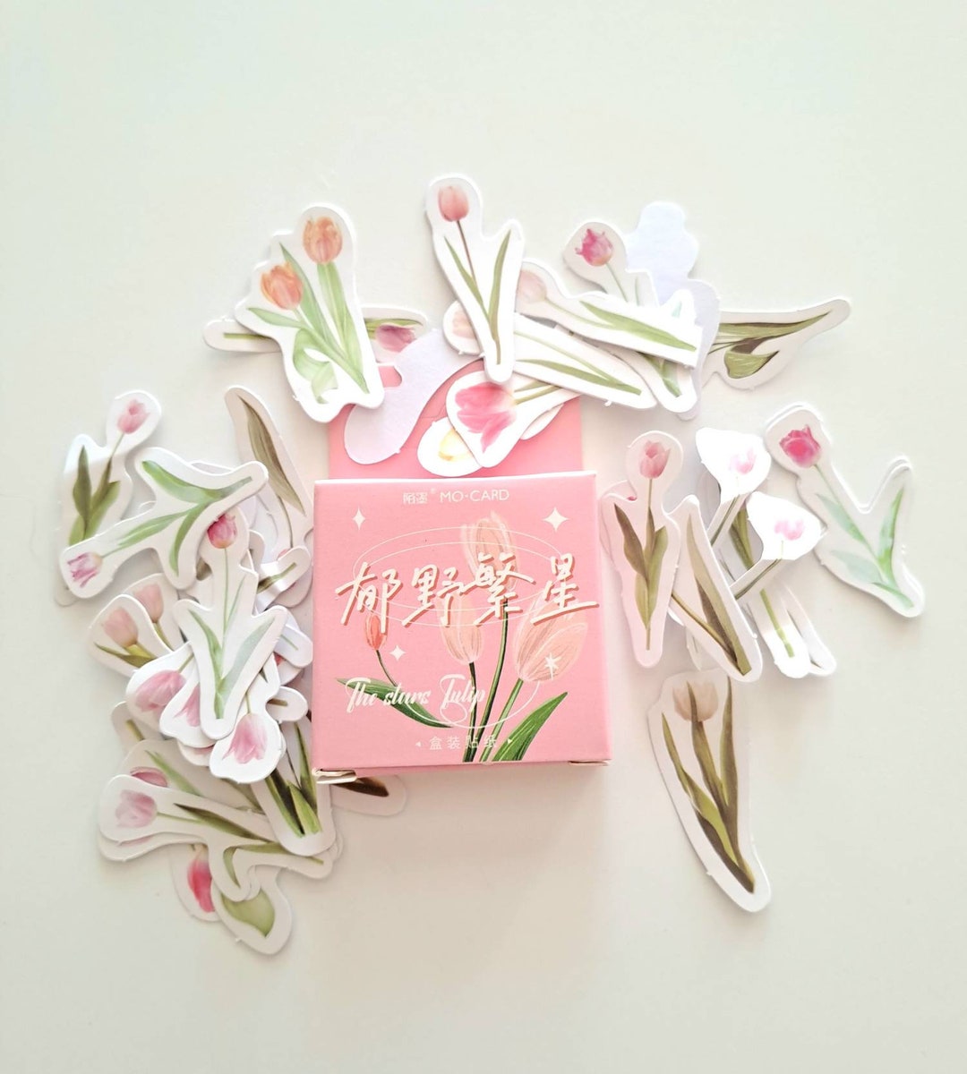 Japanese Paper Stickers 46 Pieces, Tulip Flower Theme - Etsy