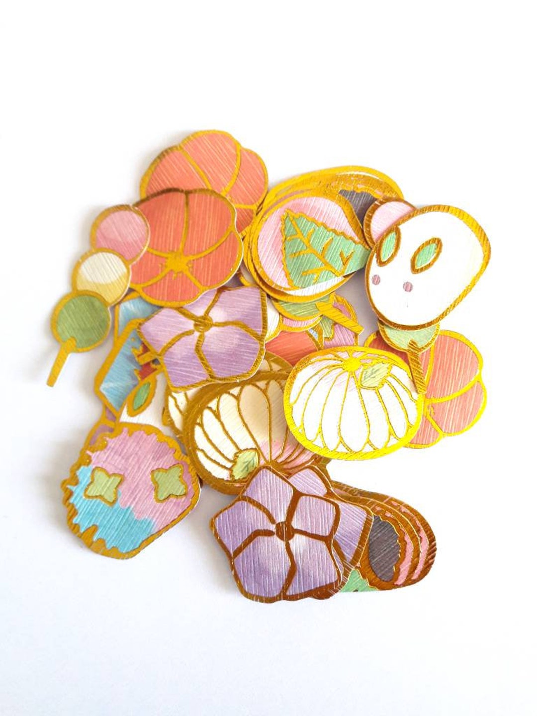 Japanese Paper Stickers 40 Pieces, Japanese Symbols, Japanese Pastry ...