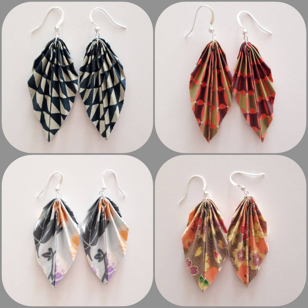 Origami Leaf Earrings Silver Fastener, 4 Colours to Choose From - Etsy