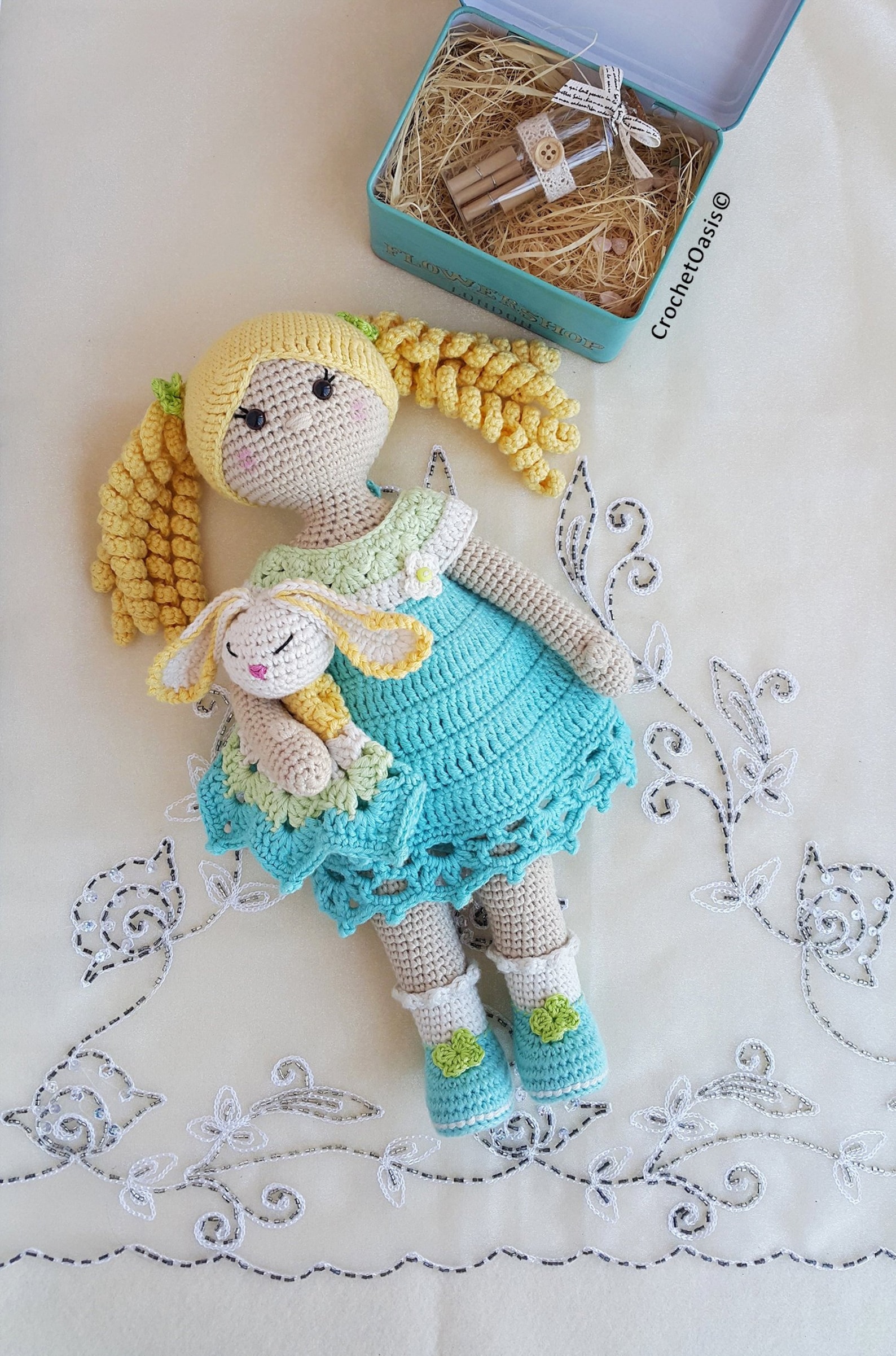 Cute Girl Doll CROCHET PATTERN, Crochet Lovey, Crochet Bunny, Crochet ...