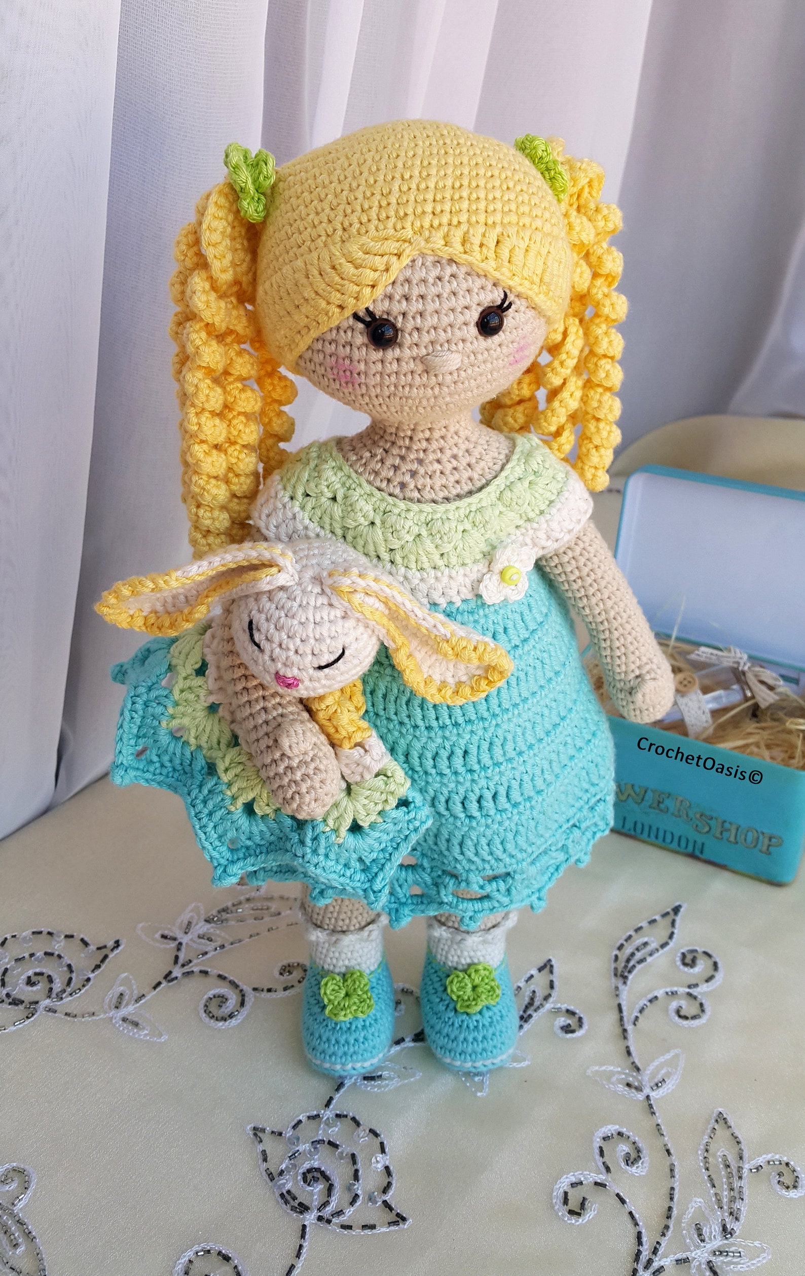 Cute Girl Doll CROCHET PATTERN, Crochet Lovey, Crochet Bunny, Crochet ...