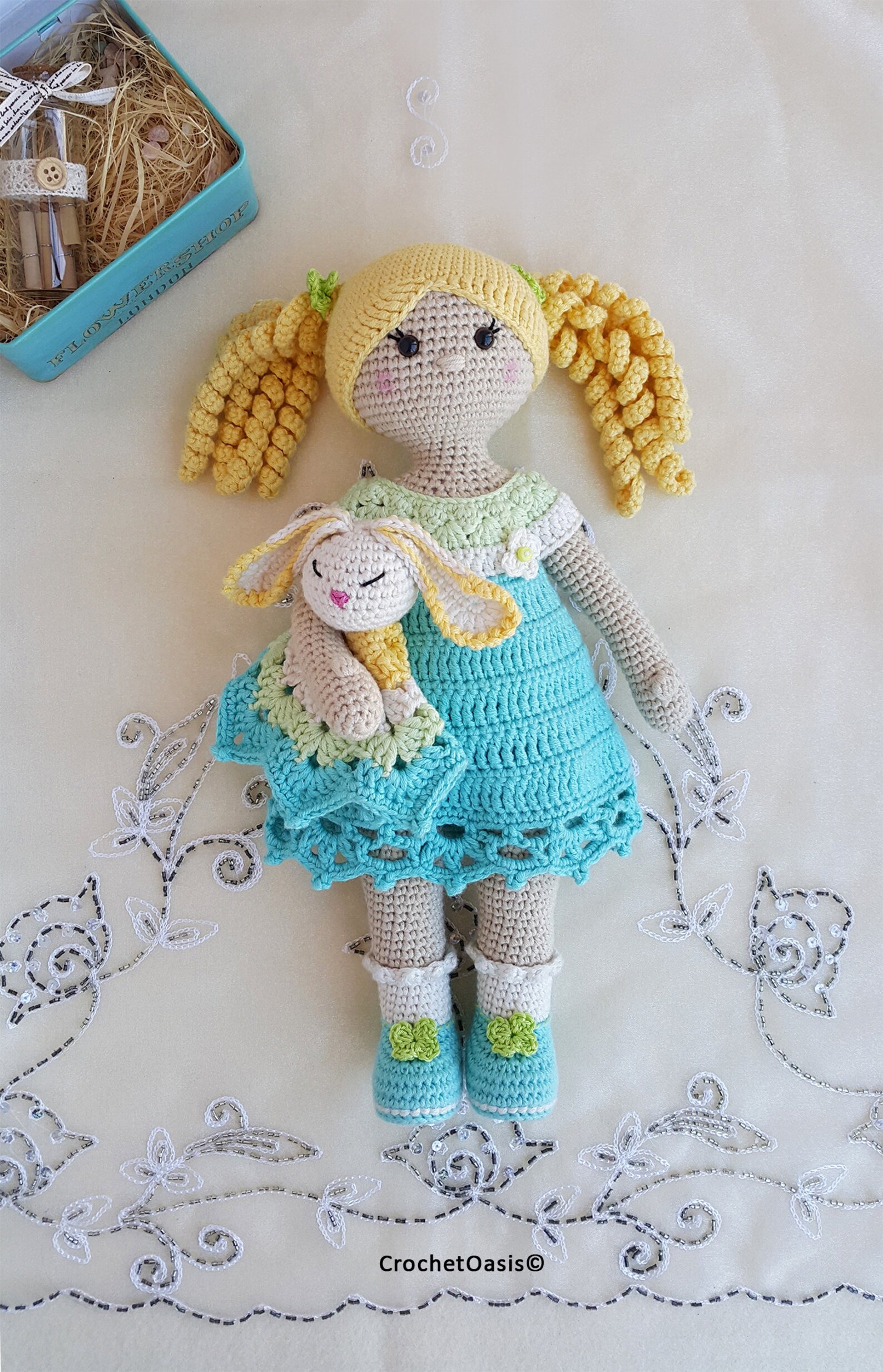 Cute Girl Doll CROCHET PATTERN, Crochet Lovey, Crochet Bunny, Crochet ...