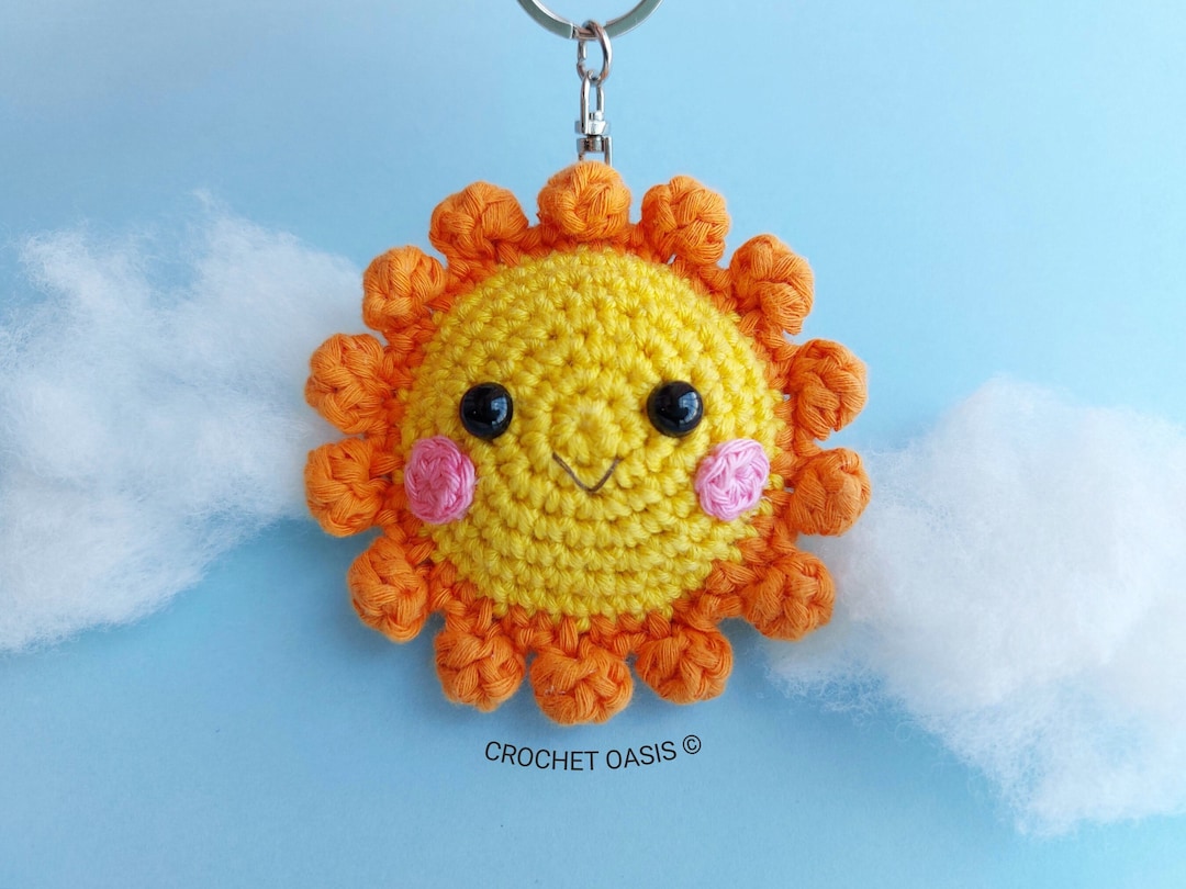 CROCHET PATTERN Sun Keychain, Kawaii Sun, Crochet Keychain Pattern ...