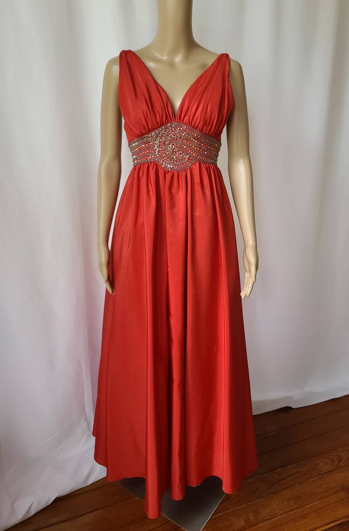 Vintage Prom Dress Mike Benet Red Satin Ball Gown Size Small - Etsy