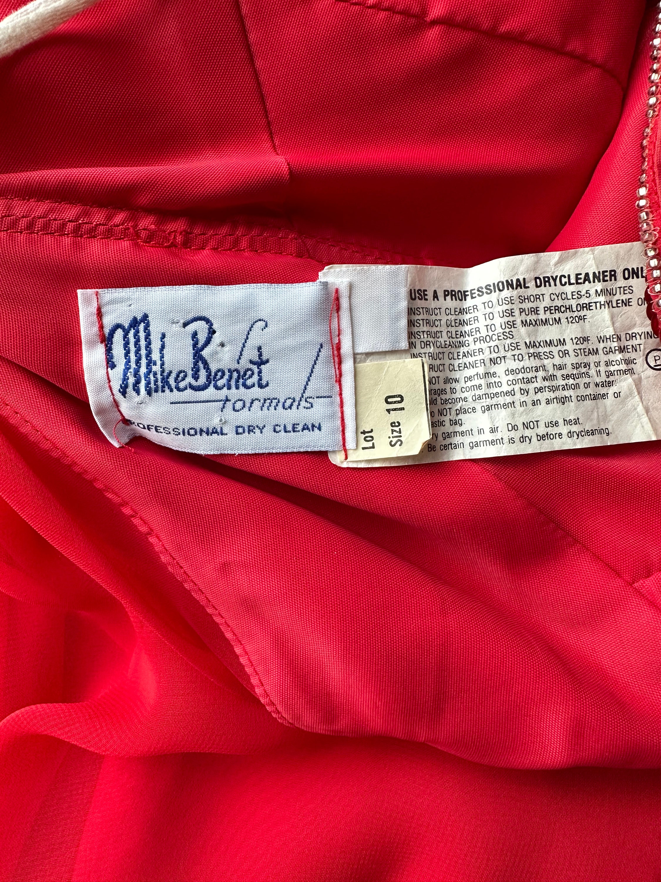 Vintage Prom Dress Red Sequins and Chiffon Mike Benet Size 10 - Etsy