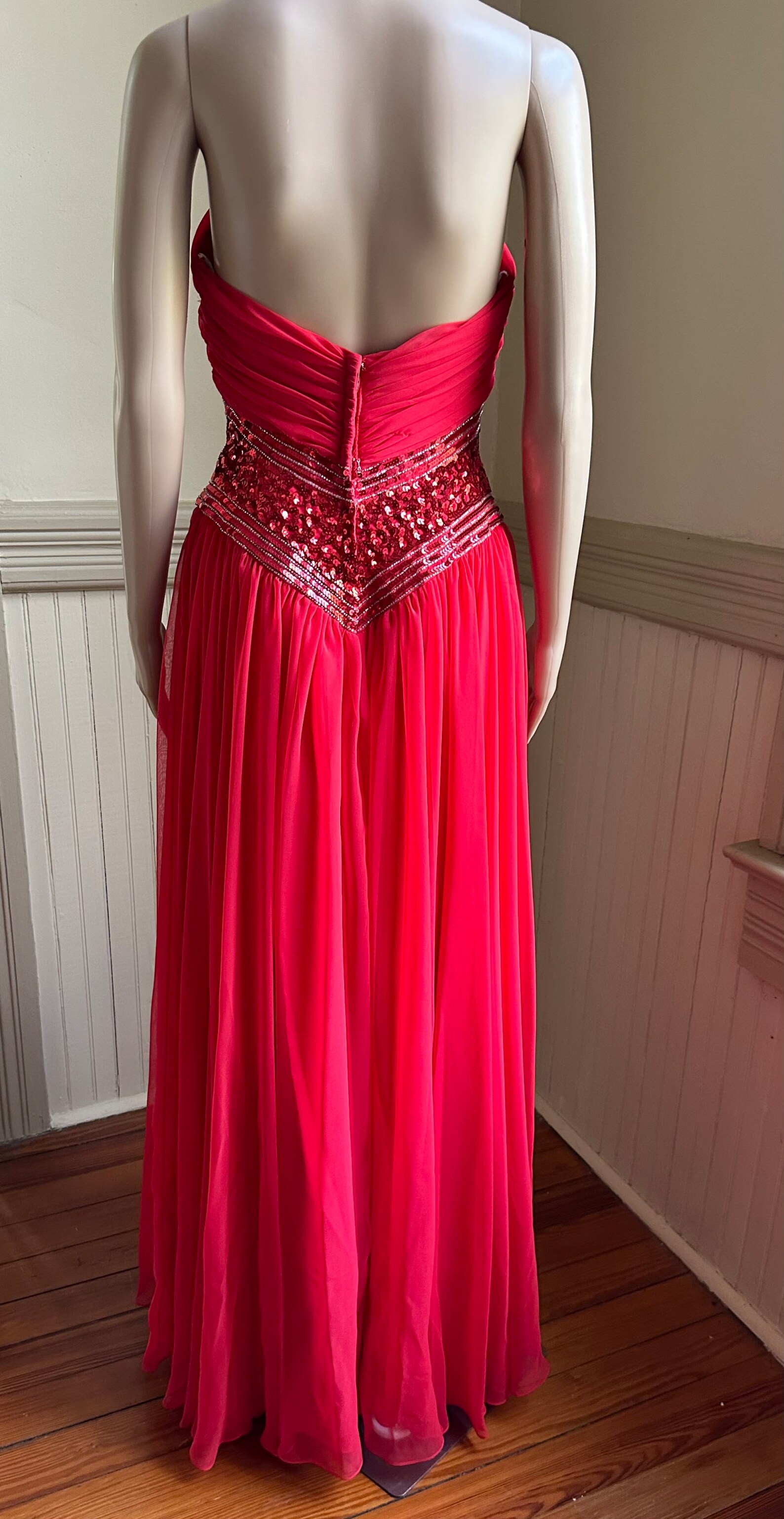 Vintage Prom Dress Red Sequins and Chiffon Mike Benet Size 10 - Etsy