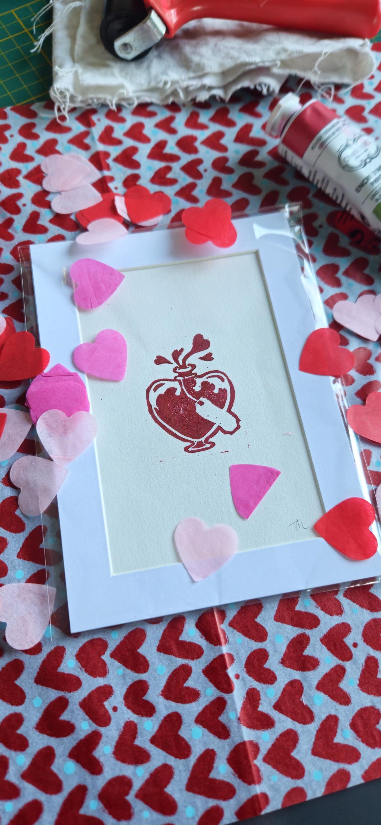 Mini Linocut Print – the Red Love Potion – Hand-printed Art – Magical ...