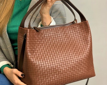 Braided Leather Bag - Etsy