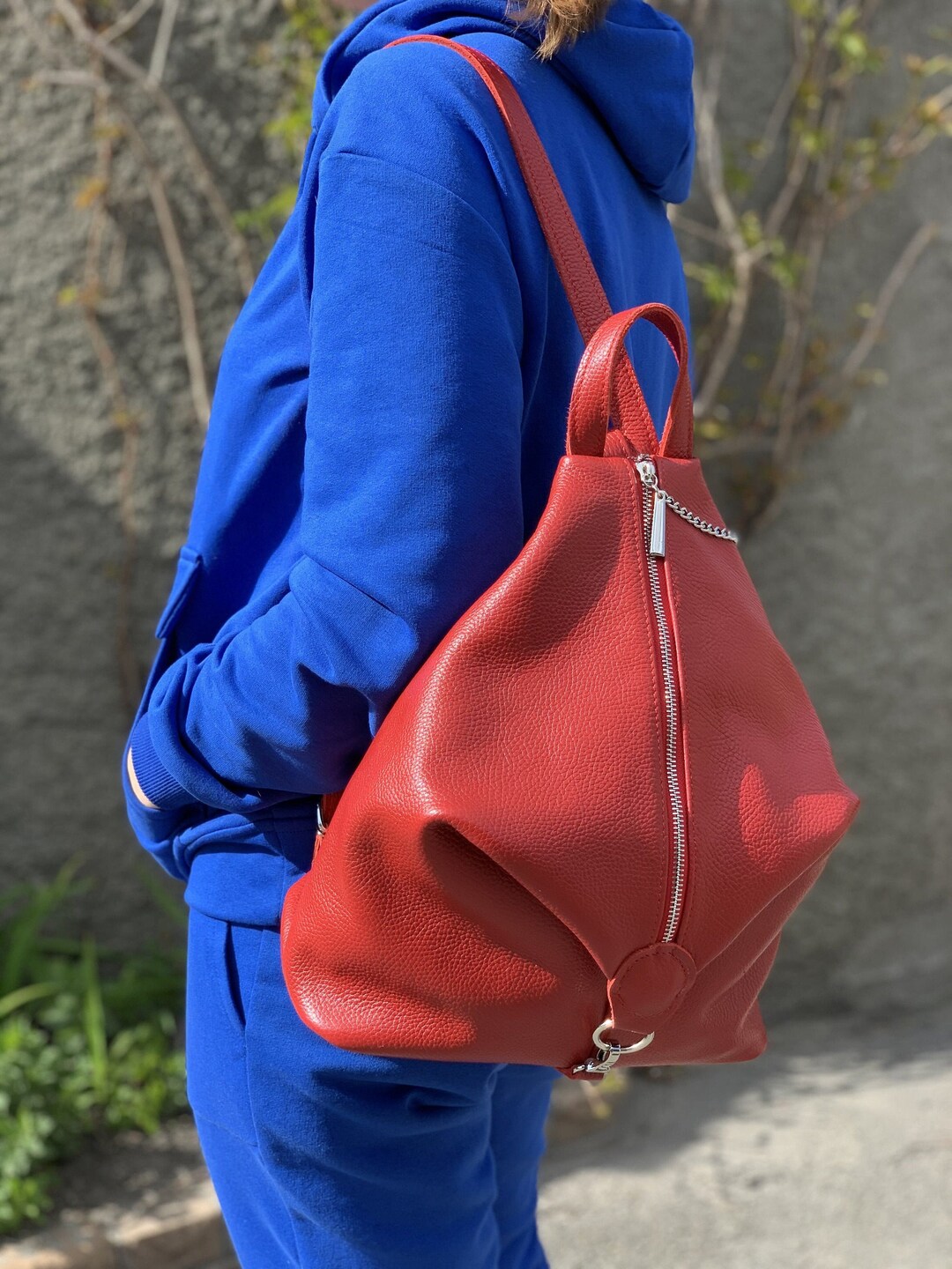 Available in 21 Colors Red Leather Backpack for Women, Genuine Leather ...