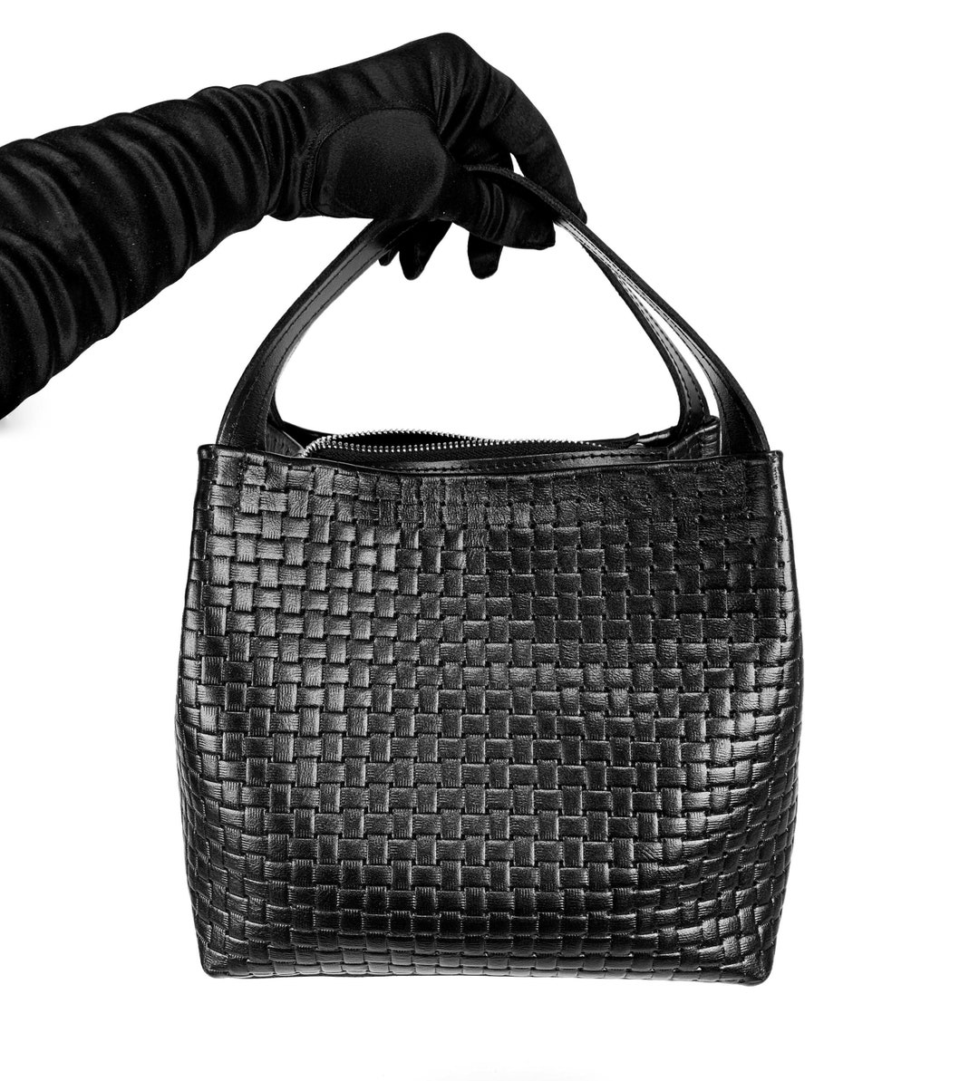 Black Leather Shoulder Bag, Black Leather Handbag, Black Purse, Braided ...