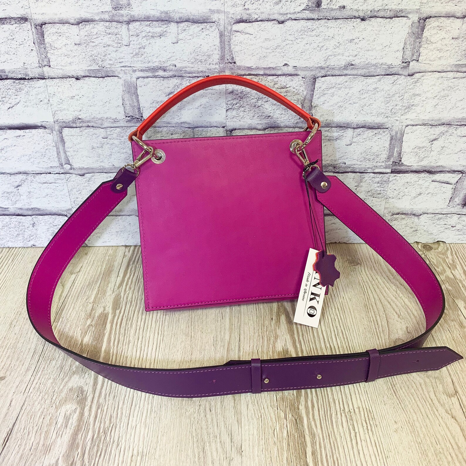 Multicolored Bag Made of Genuine Leather With Original Design, Bright ...
