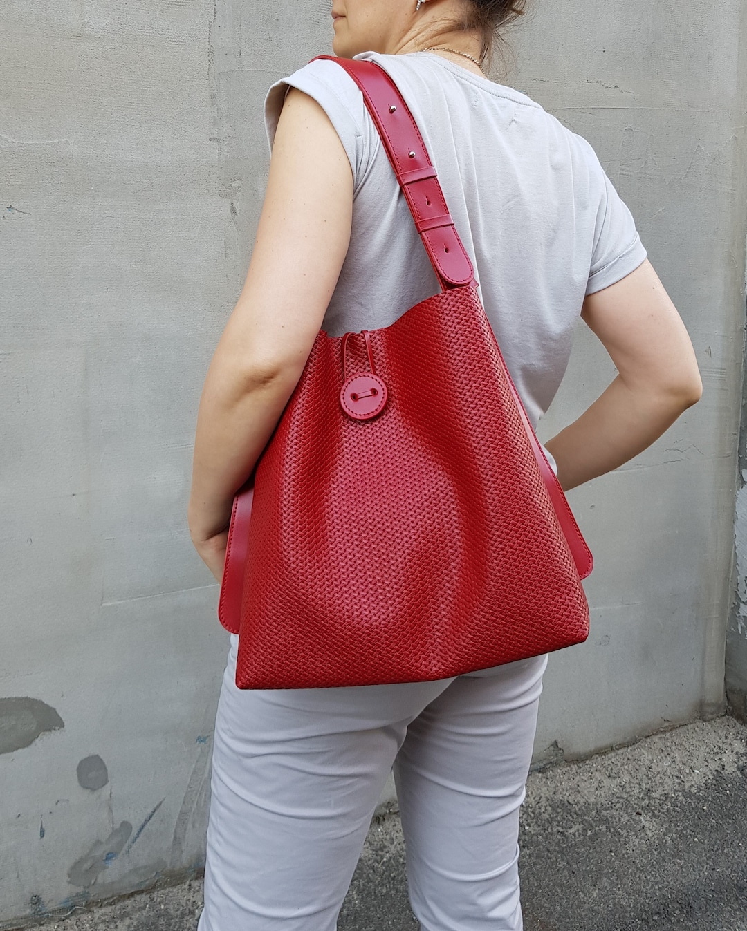 Rote Leder Shopper Tasche, echtes Leder, Ledertasche für Damen, rote ...