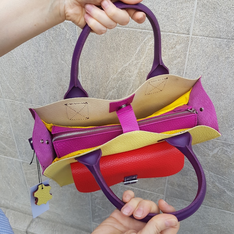 Yellow Tote Bag, Shopper Bag, Leather Handbag, Office Bag, Shopper With ...