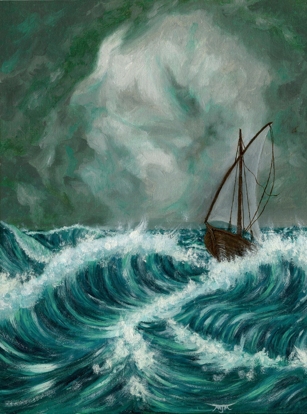 The Scylla, Art Print of Ship and Waves Painting - Etsy