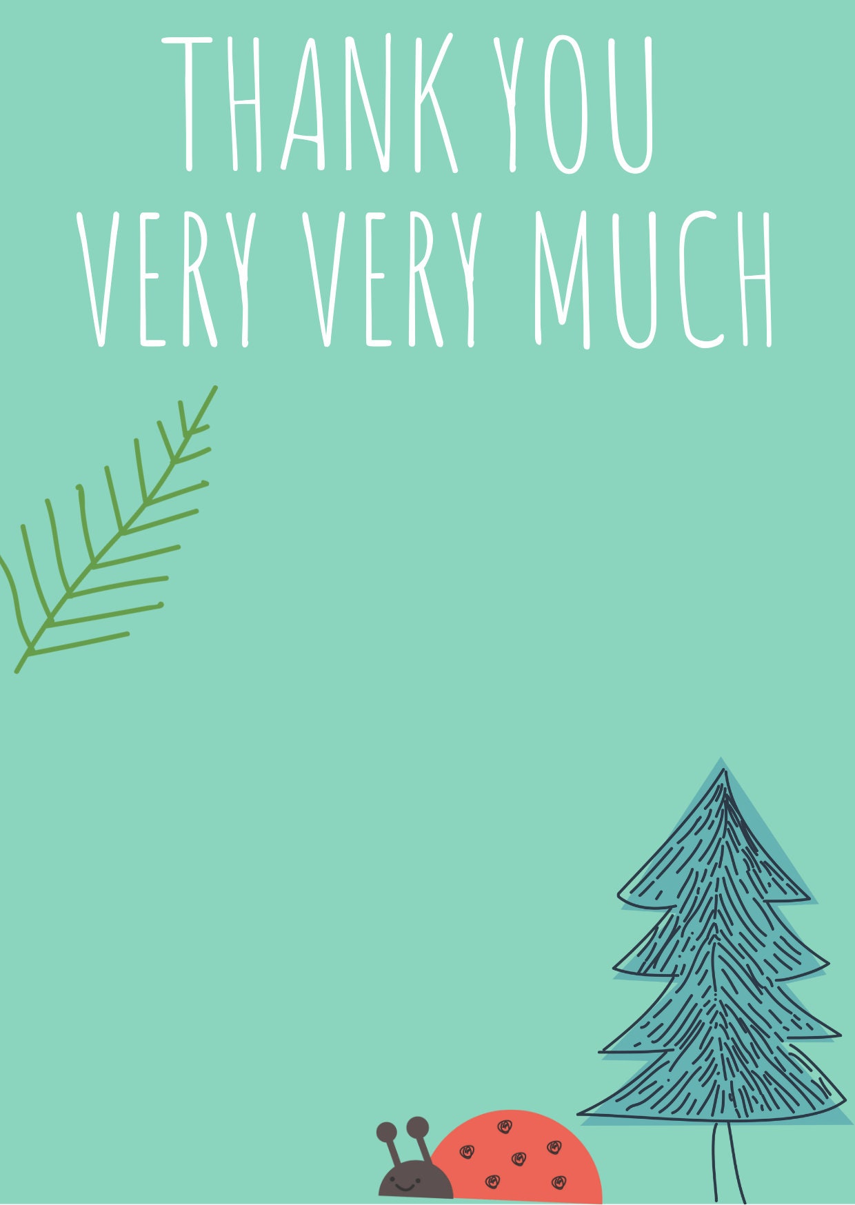 Thank You A6 Printable Card Instant Download Pdf Nature Themed Diy Card Etsy