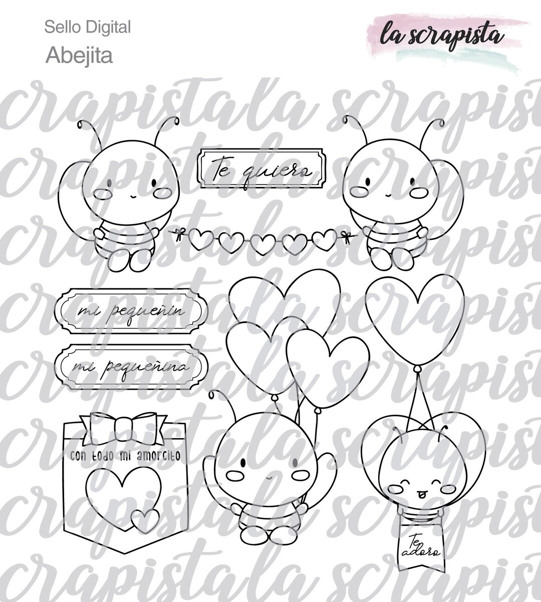 Digital Stamp bee Stamp, Digital, Scrap, Stempel, Baby, Bee, Love - Etsy