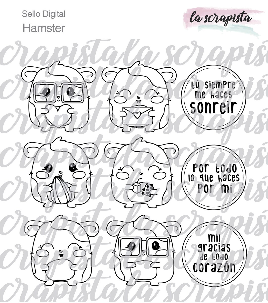 Sello digital Hamster stamp, digital, scrap, stempel, animal, love ...