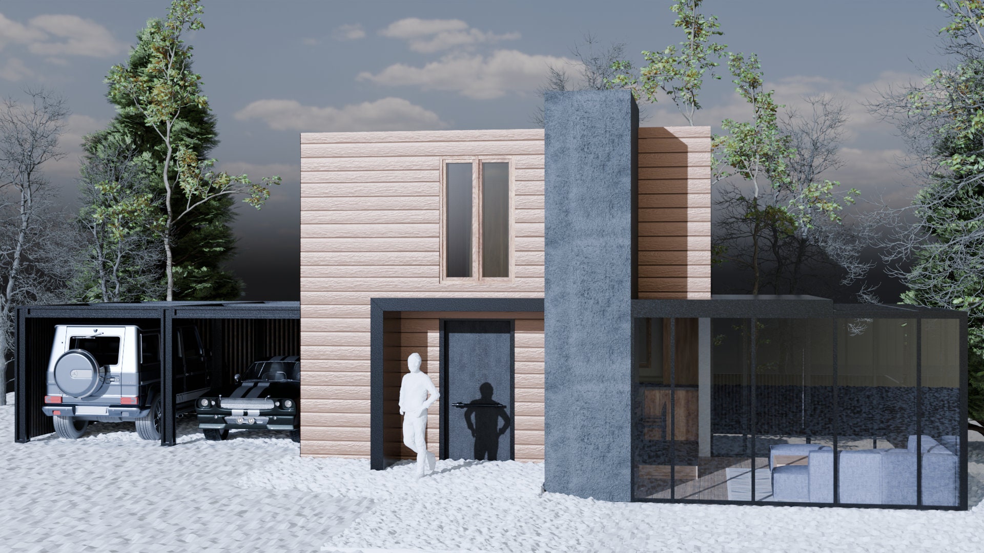 Modern Two-story Open Concept House Plan, 1 Bed En-suite, 1.5 Bath ...