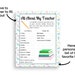 All About My Teacher Gift Information Sheet First Day of School Get to ...