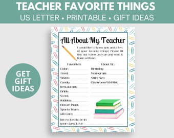 Printable All About My Teacher Sheet, All About My Teacher, Teacher ...