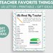 All About My Teacher Gift Information Sheet | First Day of School | Get ...