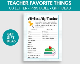Printable All About My Teacher Sheet, All About My Teacher, Teacher ...