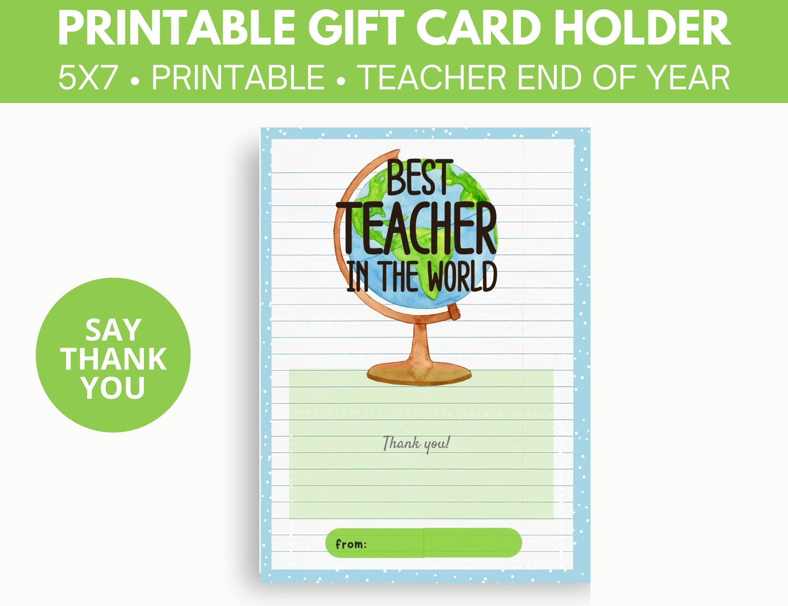 Printable Teacher End of Year Appreciation Gift Card Holder | Best ...