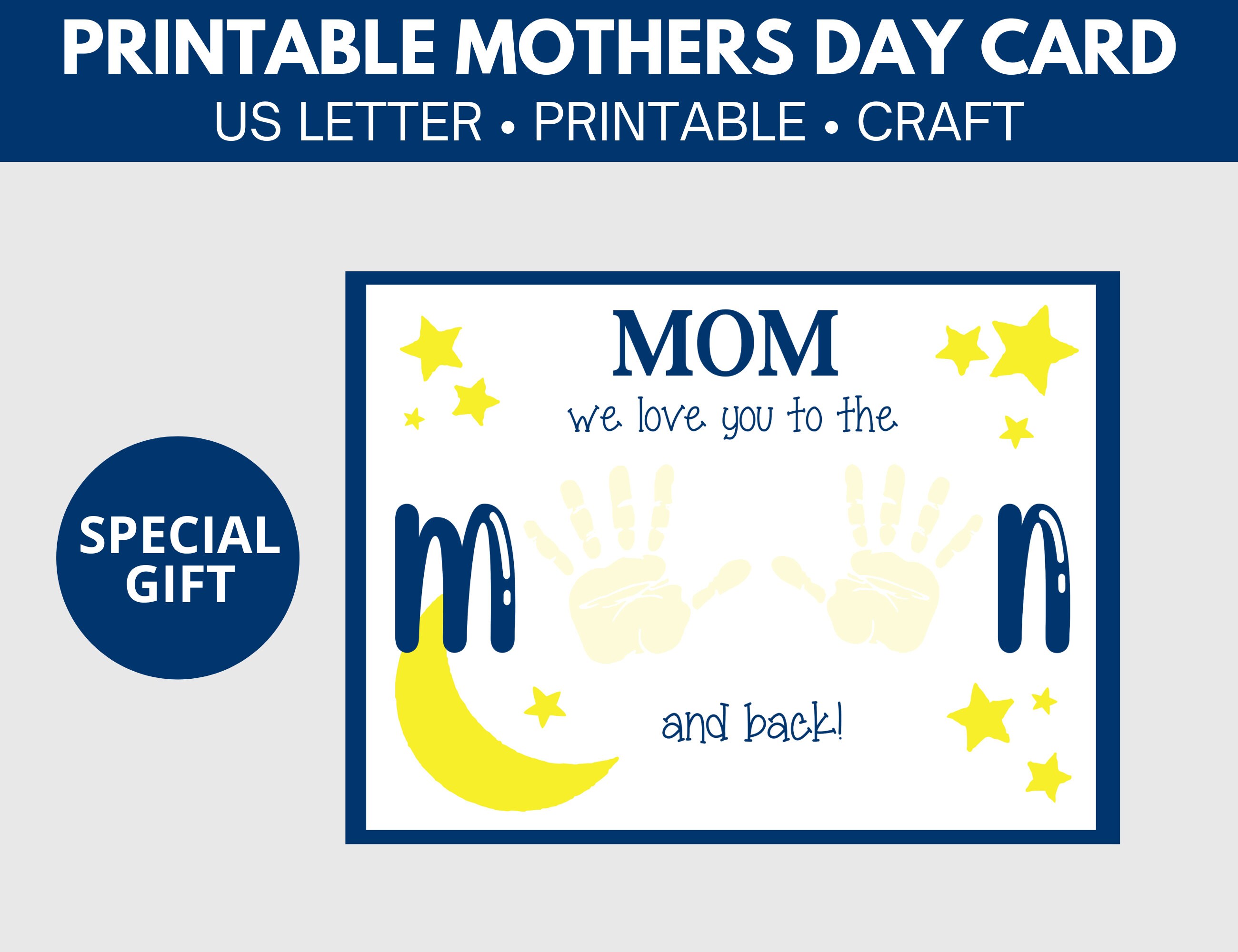 Printable Toddler Preschool Mother's Day Handprint Art Craft Card Mom ...