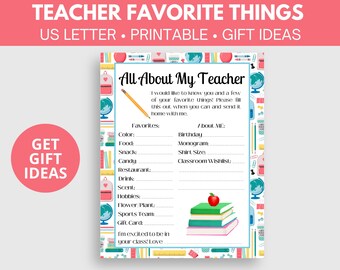 Printable All About My Teacher Sheet, All About My Teacher, Teacher ...