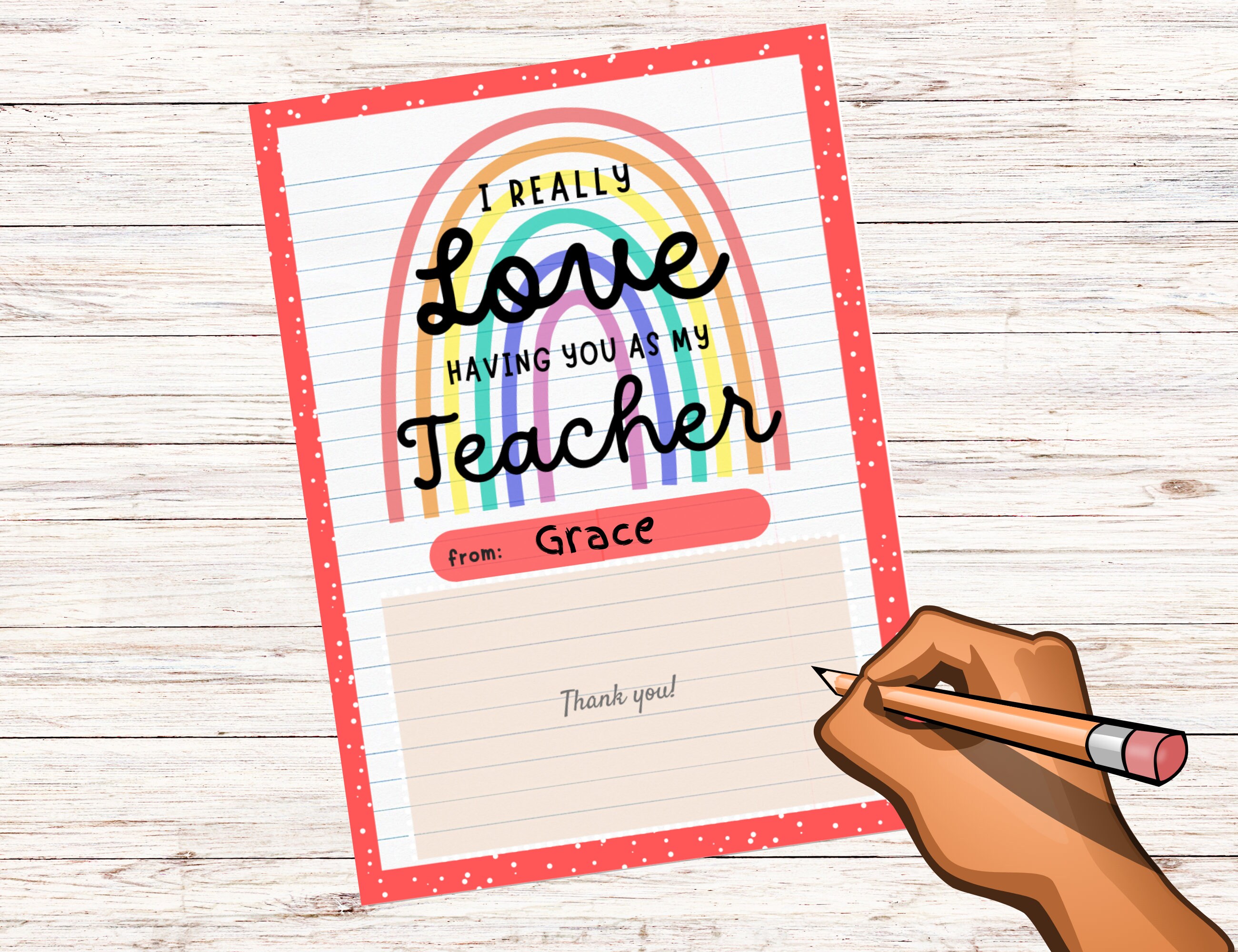 Printable Teacher End of Year Appreciation Gift Card Holder Rainbow - Etsy