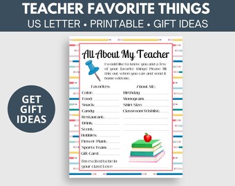 All About My Teacher Gift Information Sheet First Day of School Get to ...