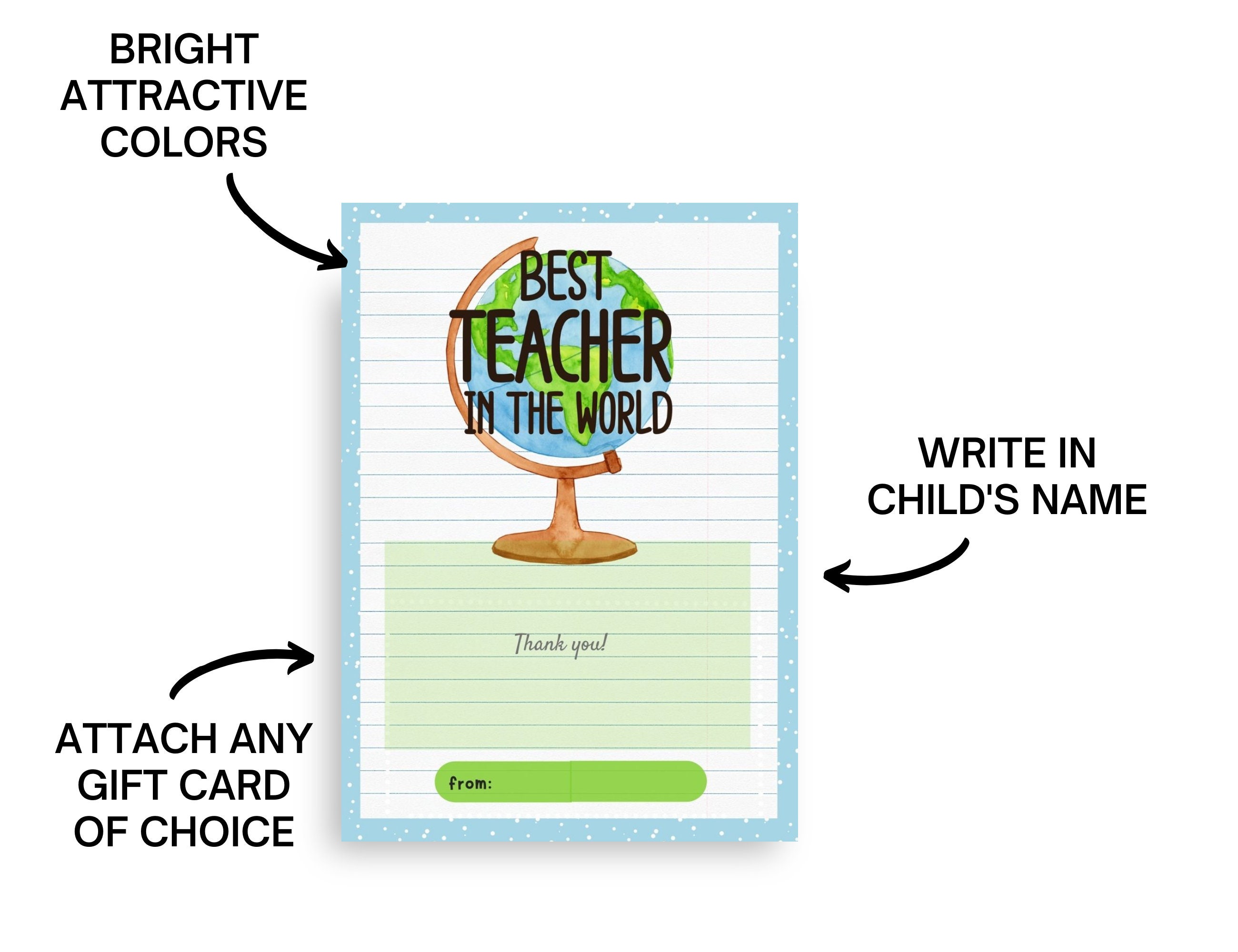 Printable Teacher End of Year Appreciation Gift Card Holder Best ...