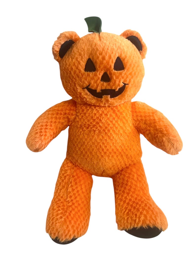 Build a Bear Plush Pumpkin Light up Orange Halloween Bear 17" Jack O ...