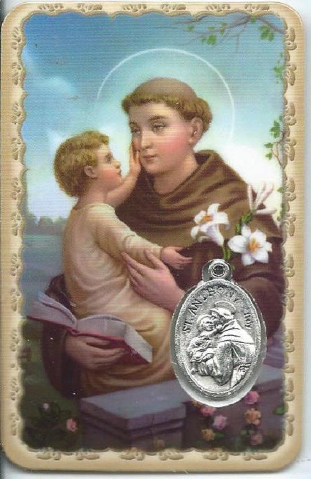 Saint Anthony of Padua Medal Card Pious Image Laminated - Etsy