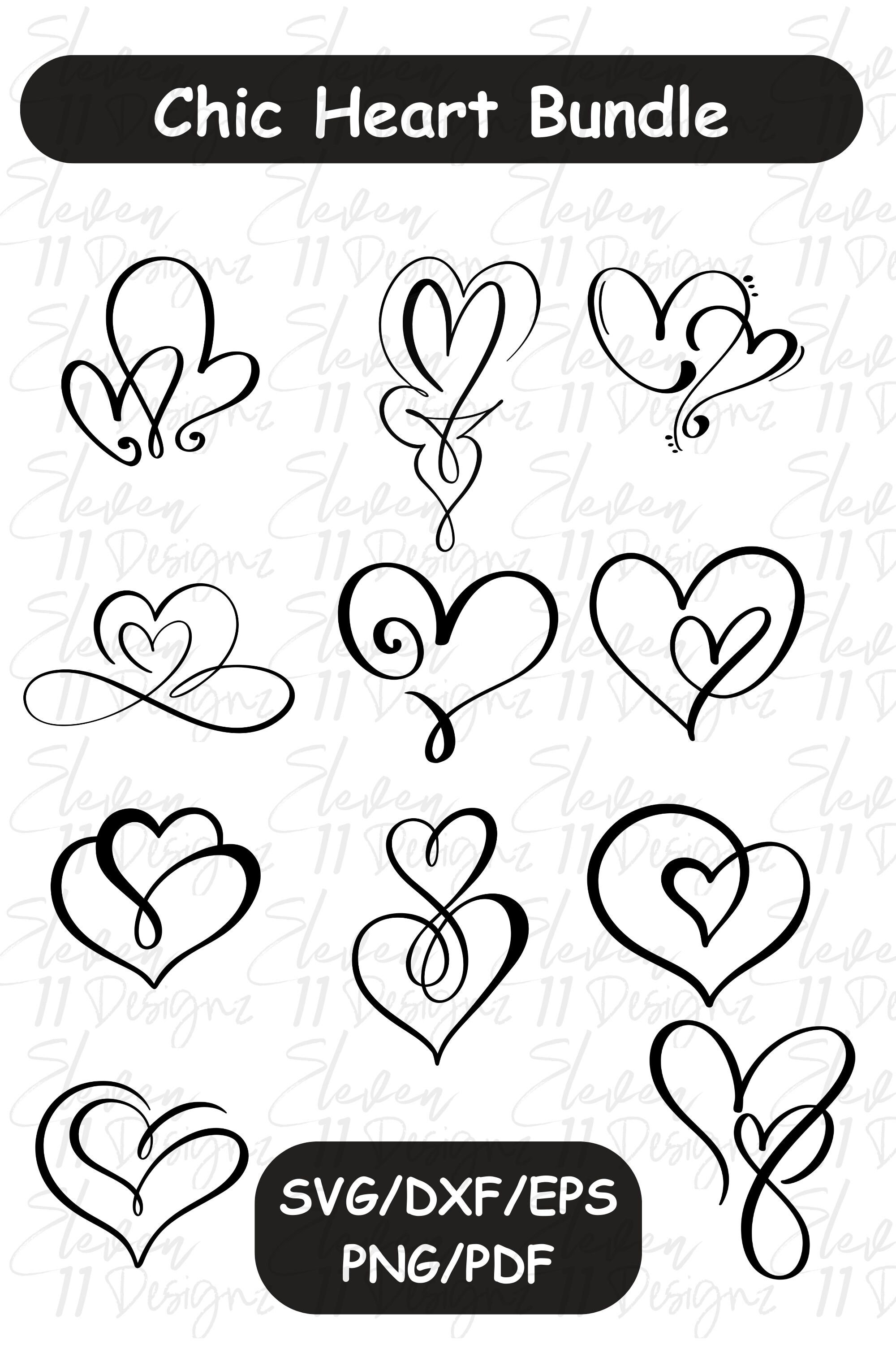 Chic Heart SVG Bundle, Valentine Svg, Heart Svg, Chic Svg, Love Svg ...