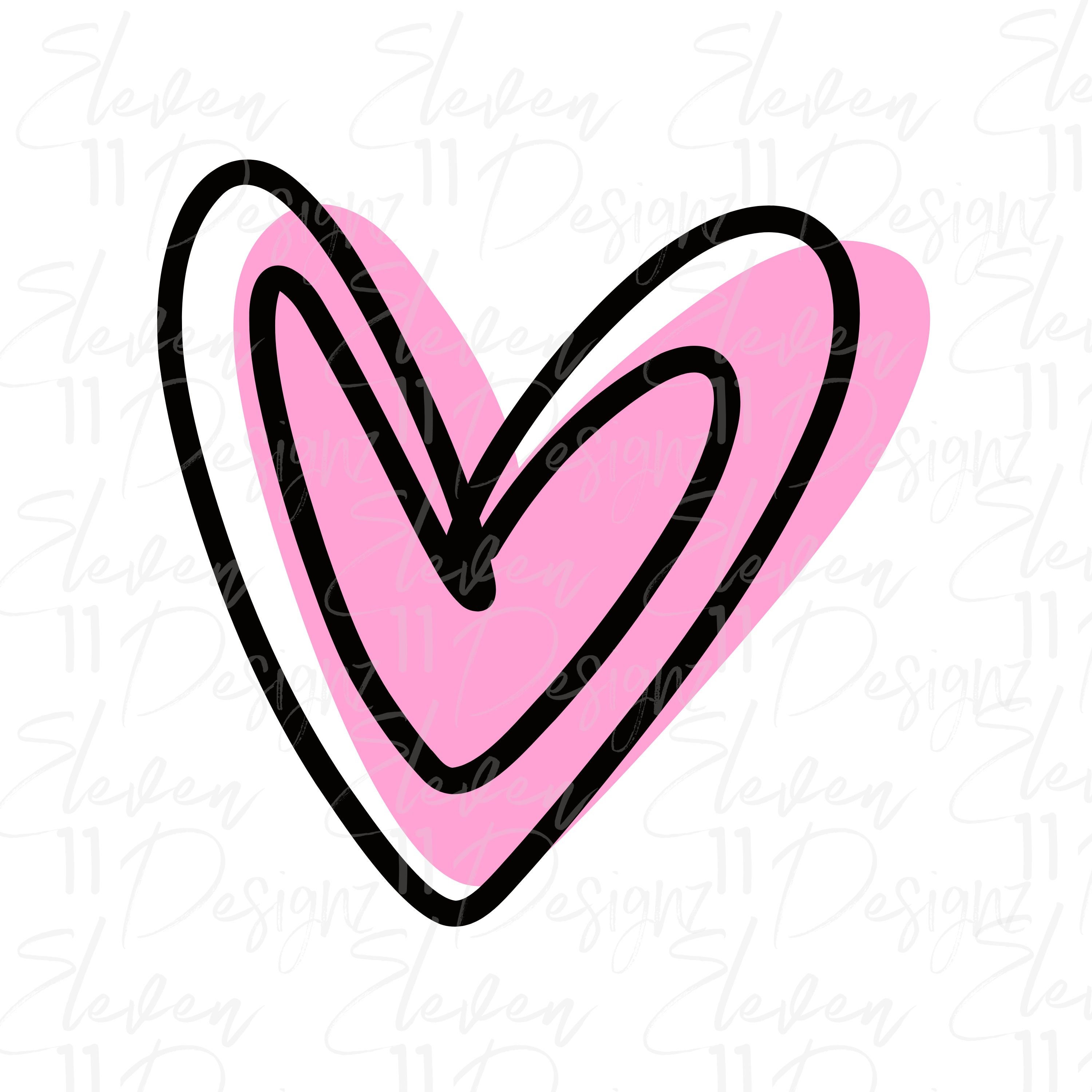 Pink Hand Drawn Heart Svg, Doodle Heart Svg, Valentine Heart SVG, Love ...