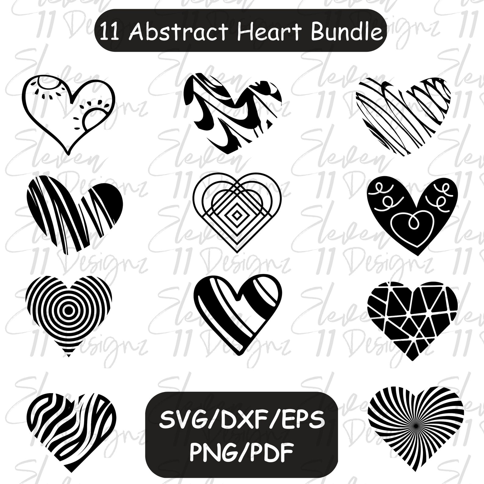 Heart Abstract SVG Bundle Digital Download EPS, DXF, Png, Pdf-iphone ...