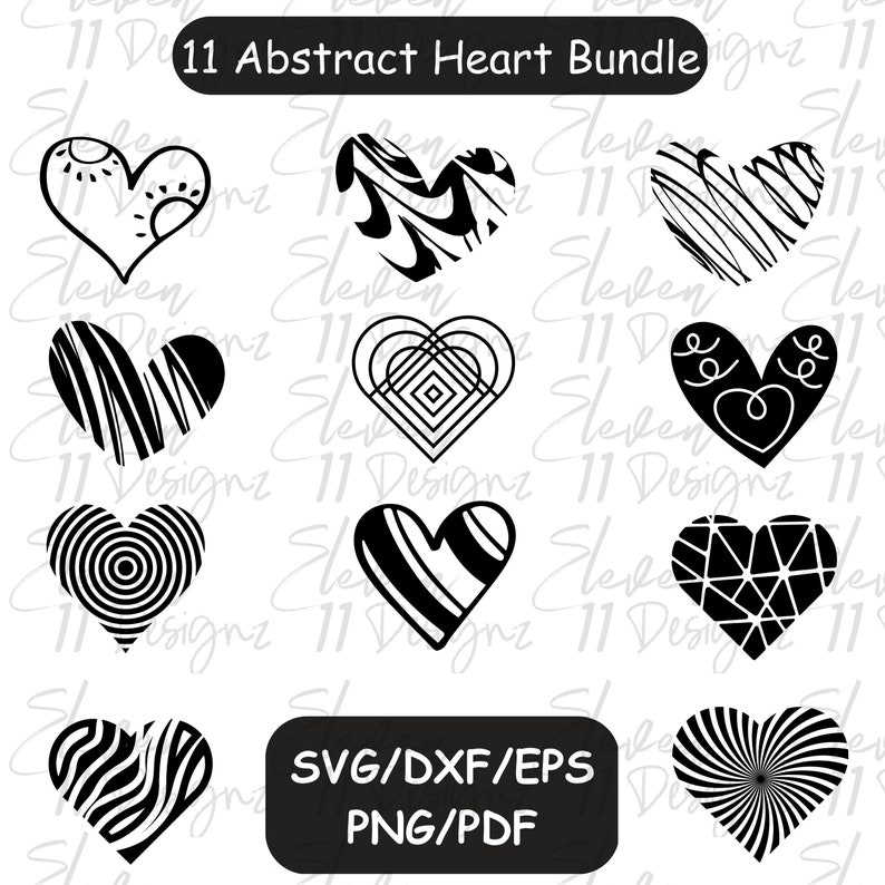 Heart Abstract SVG Bundle Digital Download EPS, DXF, Png, Pdf-iphone ...