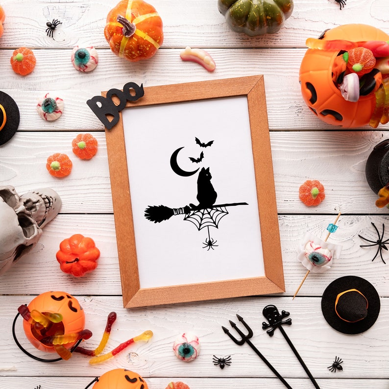 Witch Broom SVG Witch Hat PNG Black Cat SVG Halloween Svg, Digital ...