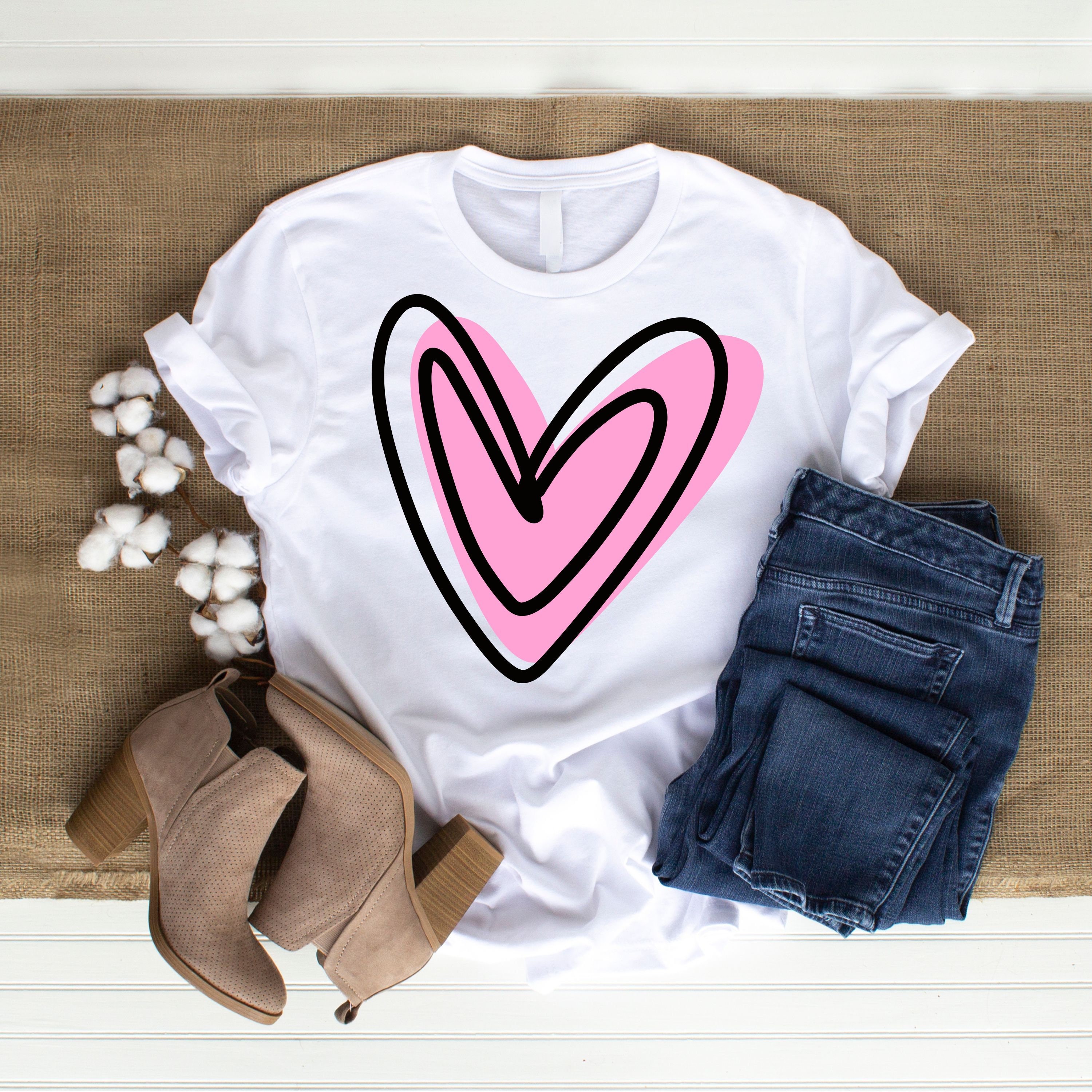 Pink Hand Drawn Heart Svg, Doodle Heart Svg, Valentine Heart SVG, Love ...