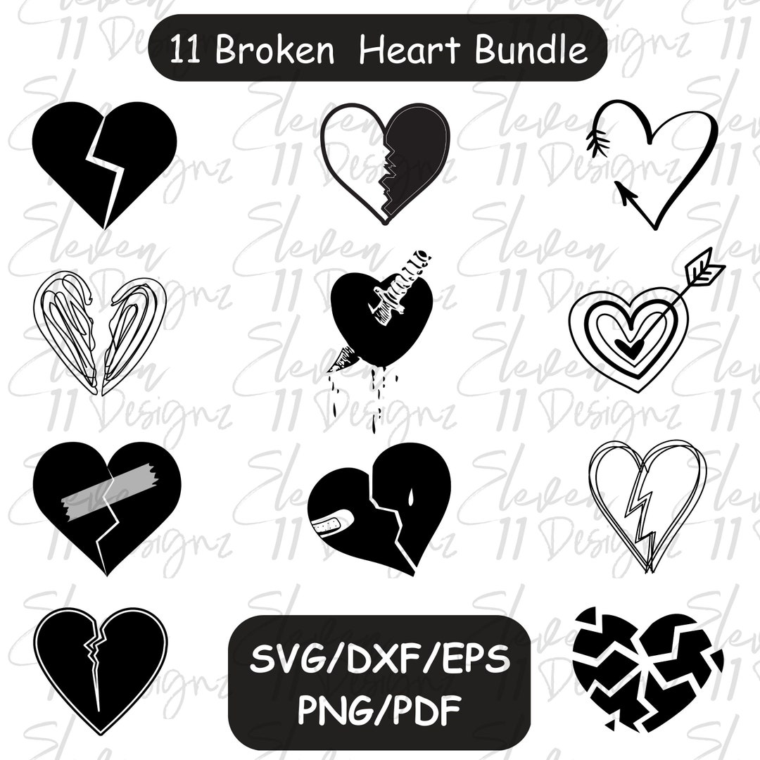 Broken Heart Bundle Digital Download SVG EPS DXF Png - Etsy