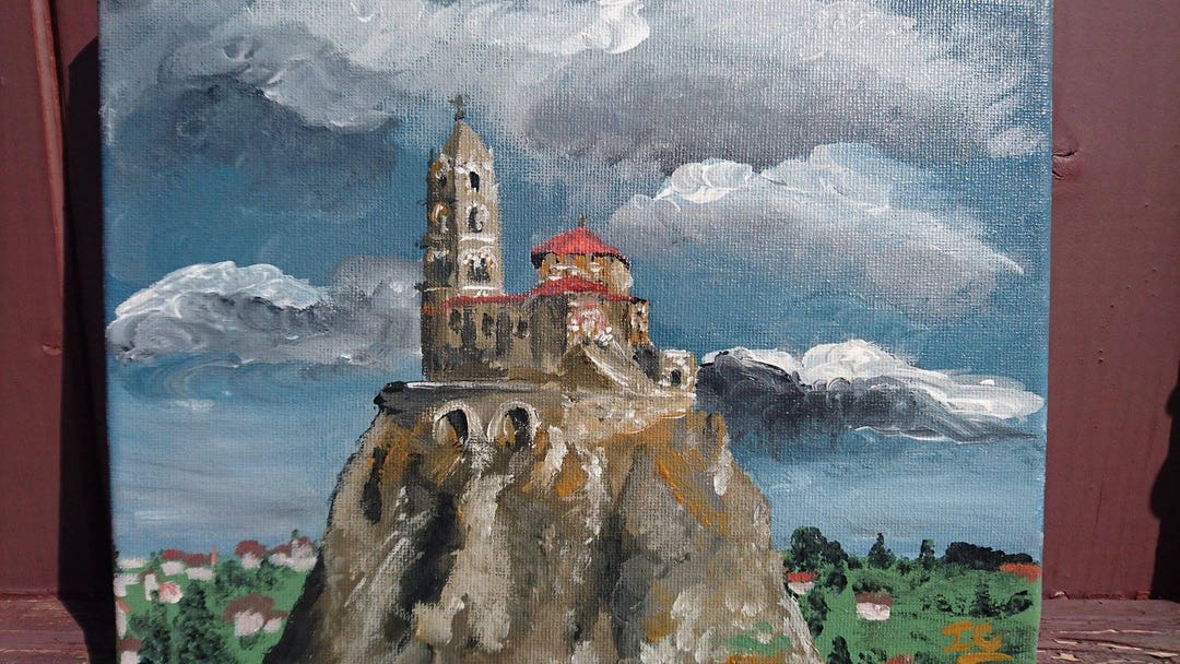 Acrylic Painting Landscape Chapel Saint Michel D'aiguilhe - Etsy